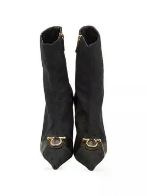 FERRAGAMO Gg Canvas Pointed Toe Ankle Boots