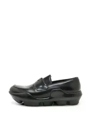 Prada Brushed Leather Loafers - Black