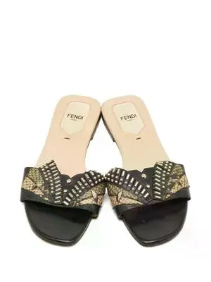 Fendi Studded Flat Sandals - Black
