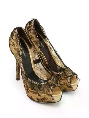 Dolce & Gabbana Floral-lace Platform Pumps - Black