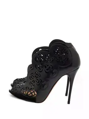 Alexander McQueen Floral Laser-cut Stiletto Sandals - Black