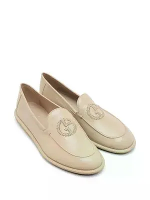 Giorgio Armani Embroidered Logo Leather Loafers