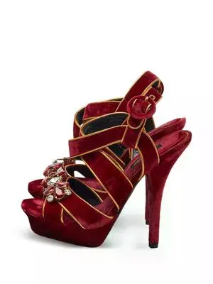Dolce & Gabbana Embellished Platform Stiletto Sandals - Red