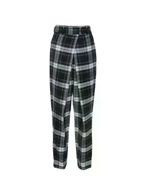 Alexander McQueen Tartan Pattern Pleated Wool Trousers