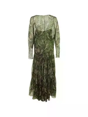 Saint Laurent Maxi Paisley-print Sheer Dress - Green