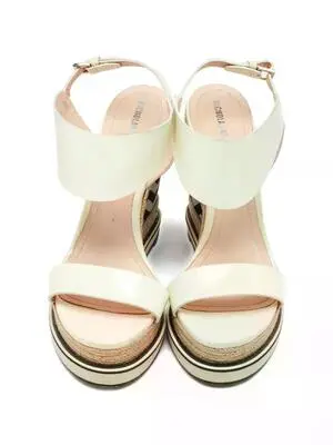 NICHOLAS KIRKWOOD Cream Patent Leather Wedge Sandals