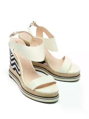 NICHOLAS KIRKWOOD Cream Patent Leather Wedge Sandals