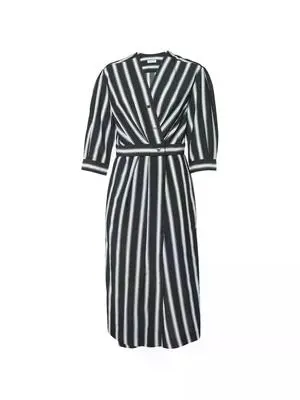 Sandro Striped Midi Wrap Dress - Black