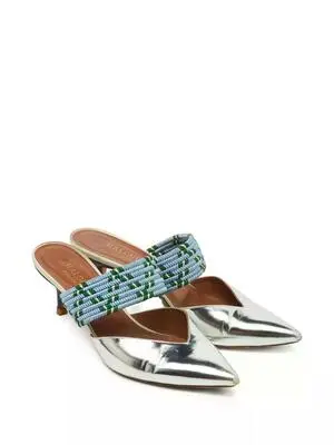 MALONE SOULIERS Maisie Braided-strap Mules - Silver