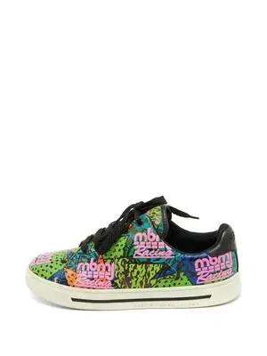 Marc Jacobs Leather Graffiti-print Sneakers - Green