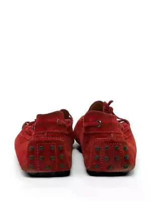 TOD'S Bow Detail Slip-on Loafers - Red