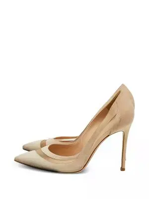 GIANVITO ROSSI Suede Mesh Pumps - Neutrals