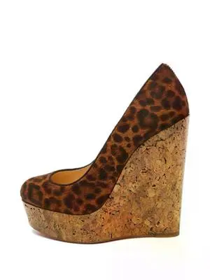 CHRISTIAN LOUBOUTIN Leopard-print Cork Wedge Pumps