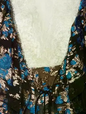LANVIN Floral Brocade Lace-panel Blouse