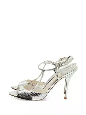 Dior Python-effect Ankle-strap Sandals - Silver