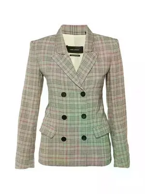 ISABEL MARANT VINTAGE Double-breasted Checked Blazer - Neutrals