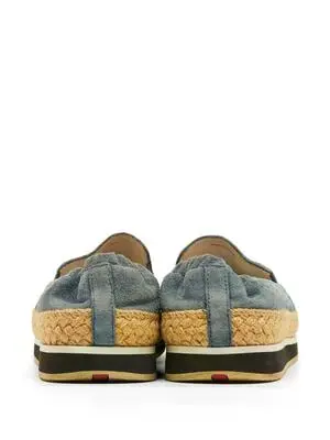 Prada Suede Slip-on Loafers With Woven Trim