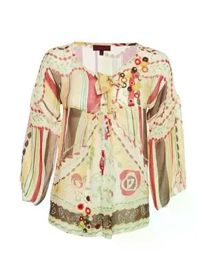 Kenzo Floral Print Silk Blouse - Neutrals