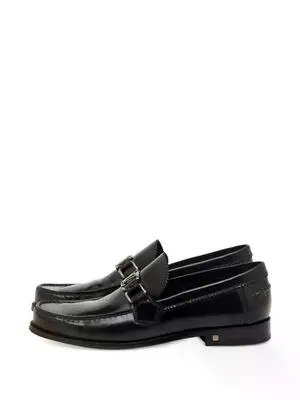 LOUIS VUITTON Logo Plaque Loafers - Black