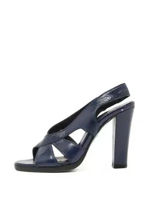 Balenciaga Patent Leather Slingback Sandals - Blue