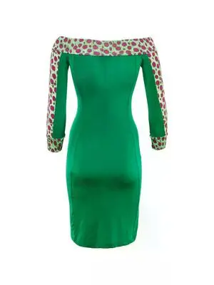 Just Cavalli Printed Off-shoulder Mini Dress - Green