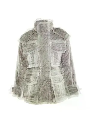 LOUIS VUITTON Monogram Organza Layered Hooded Jacket - Neutrals