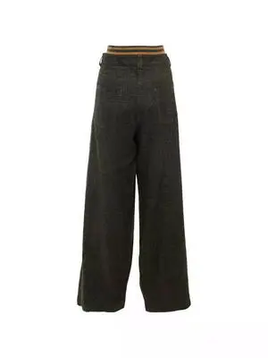 Brunello Cucinelli Striped Waistband Wide-leg Trousers - Grey