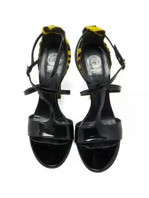 Versace Animal-print Chain-detail High Heel Sandals