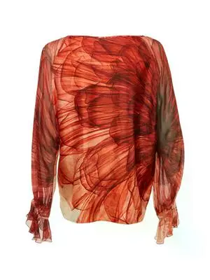 Max Mara Floral Print Silk Blouse
