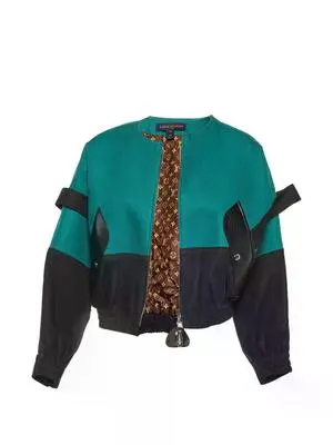 LOUIS VUITTON Two-tone Leather Trim Bomber Jacket