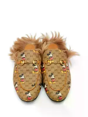 Gucci Princetown Mickey Mouse Gg Supreme Canvas Mules