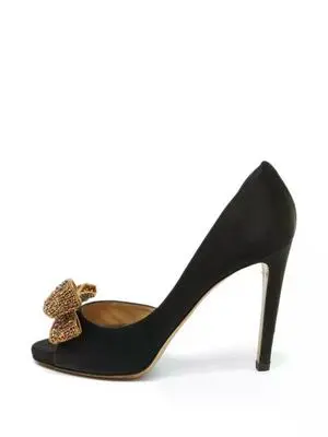 Valentino Garavani Crystal Embellished Bow Pumps - Black