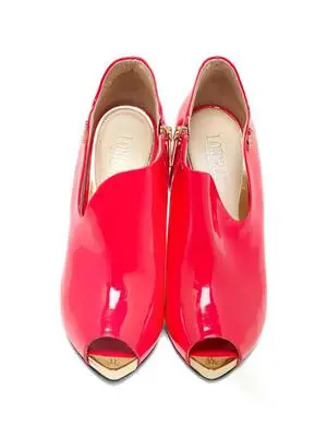 LORIBLU Patent Leather Peep-toe Ankle Boots