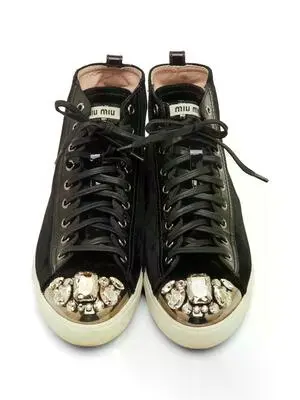 Miu Miu Crystal-embellished Cap Toe Sneakers