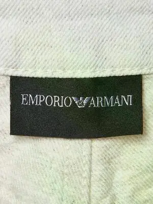 Emporio Armani Cream Denim Texture Straight Leg Trousers - Neutrals