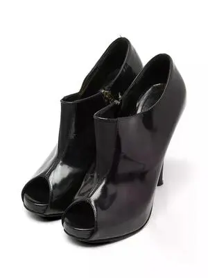 Fendi Patent Leather Open-toe Ankle Boots