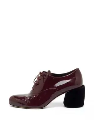 Miu Miu Patent Leather Shearling Oxfords - Red