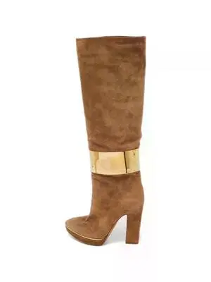 SERGIO ROSSI Metal Cuff Platform Boots - Neutrals