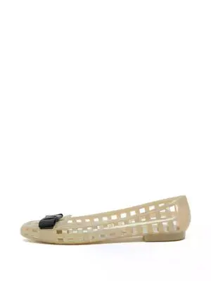 FERRAGAMO Laser Cut-out Bow Flat Pumps