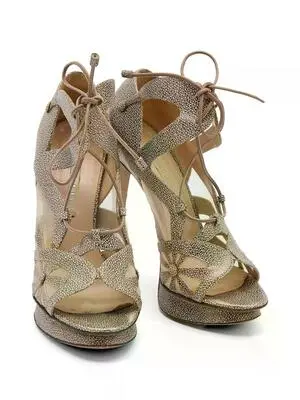 NICHOLAS KIRKWOOD Leather And Mesh Lace-up Platform Sandals