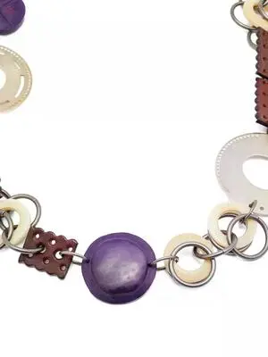 Marni Leather And Wood Chain-link Necklace