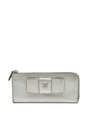 Prada Saffiano Bow Wallet - Silver