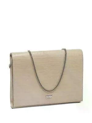 Dkny Croc-embossed Chain Shoulder Bag - Neutrals