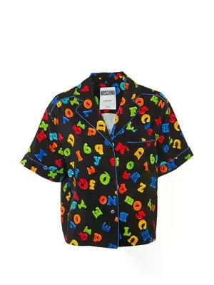 Moschino Letter Print Crepe Shirt - Black