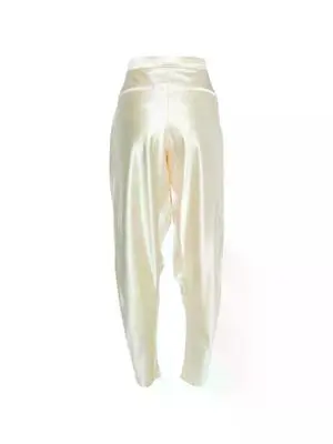 Balmain Beige Pleated Draped Trousers