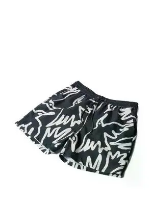 PARRA Graphic Bird Print Swim Shorts - Black