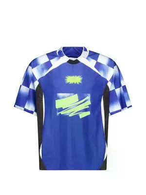 LE PERE Torn Checkered Jersey - Blue