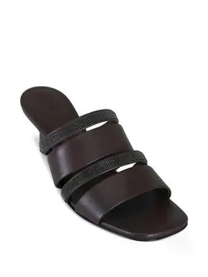 Brunello Cucinelli Monili Embellished Leather Sandals