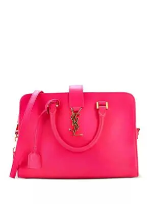 Saint Laurent Monogram Cabas Leather Small Satchel - Pink