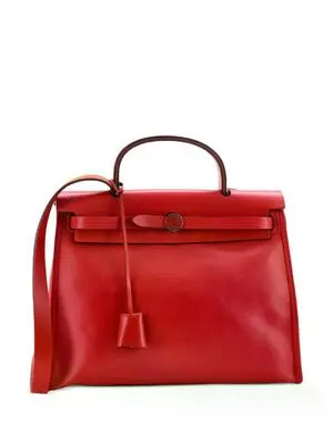 Hermès Herbag Zip Berline 31 Shoulder Bag In Vache Canvas And Leather - Red